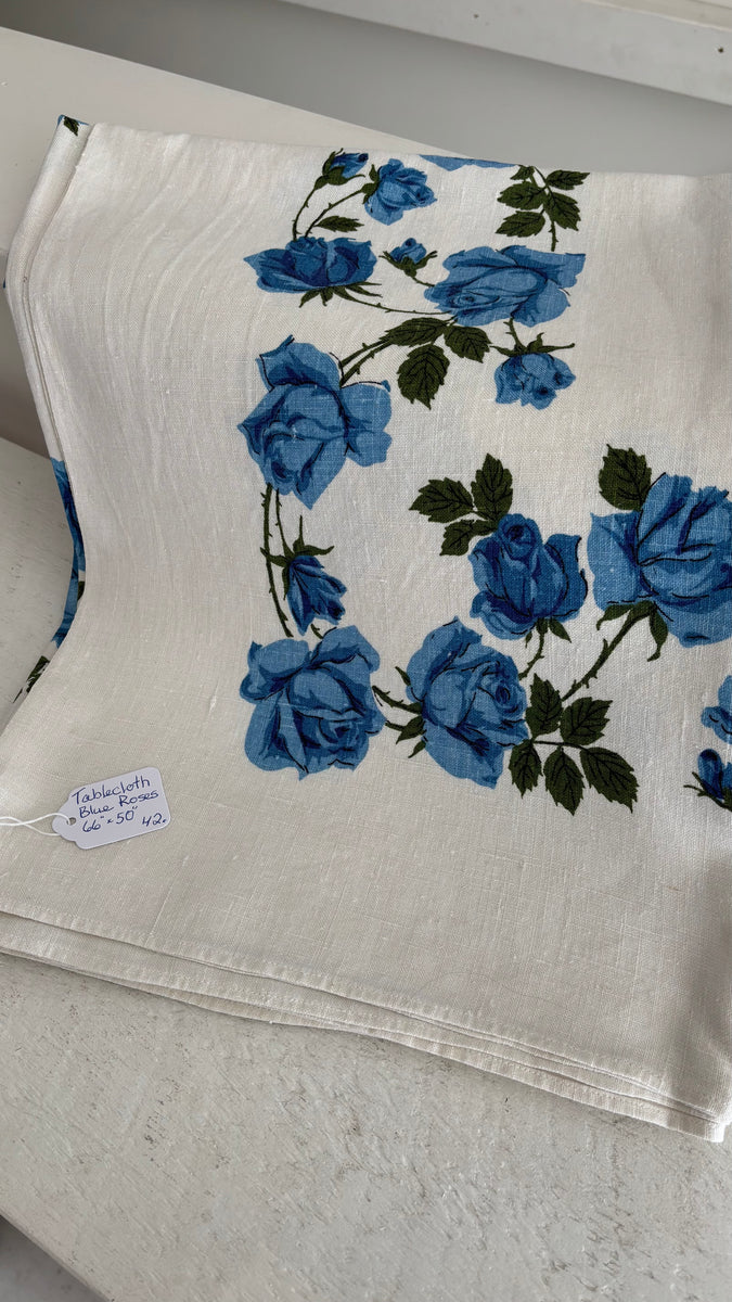 Blue Roses Tablecloth – The Tiny Art Shack