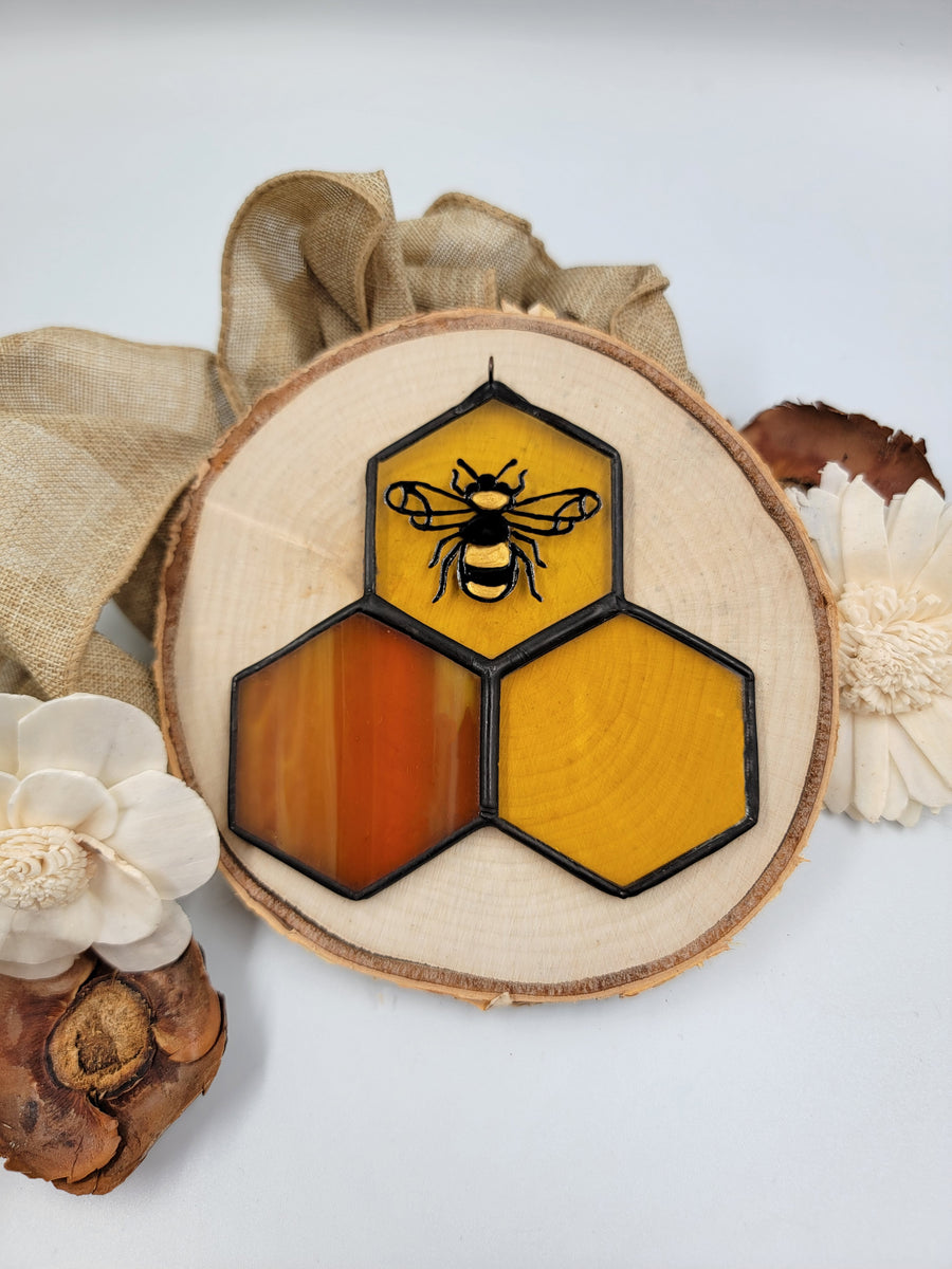 Mini Hand Painted Bee Honeycomb- D3SG – The Tiny Art Shack